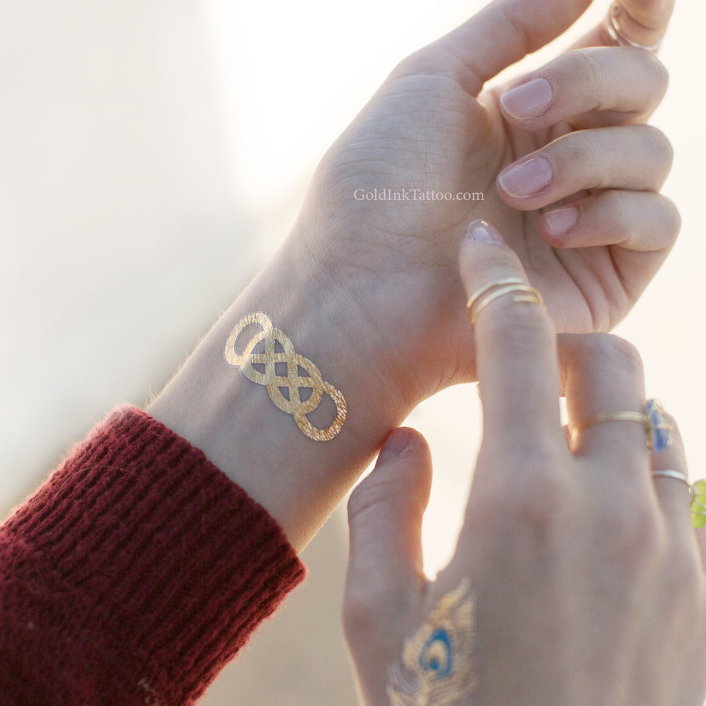 Revenge Double Infinity Gold Metallic Temporary Flash Tattoo | Gold Ink ...