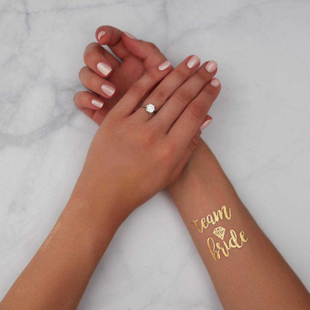 Wedding Gold Flash Metallic Tattoo for Team Bride | Gold Ink Tattoo